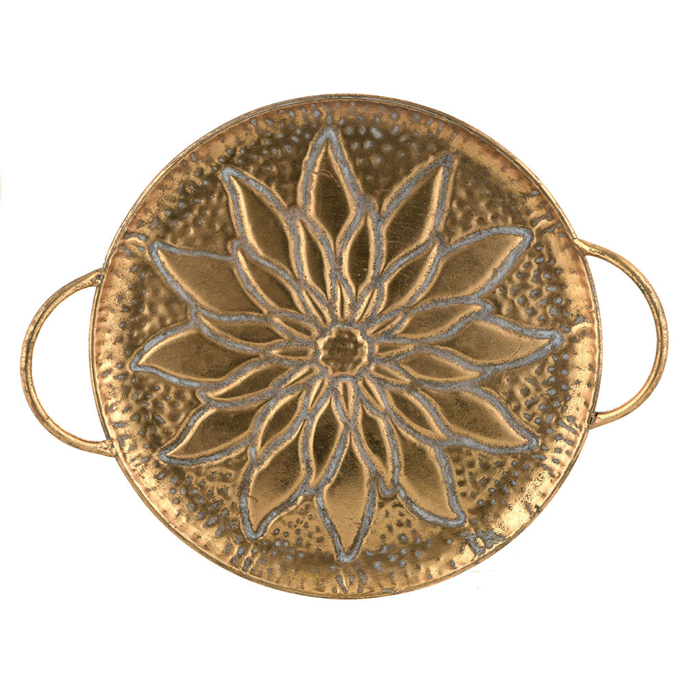 Flower Shape Tray Antique Gold 42x34x7cm – Karma Living