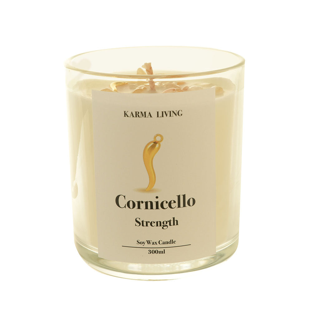Crystal Infused Soy Candle Cornicello – Karma Living