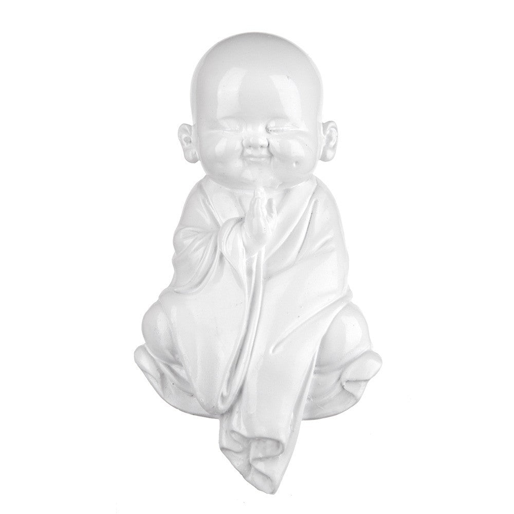 Monk One Hand Prayer Statue White 15cm – Karma Living