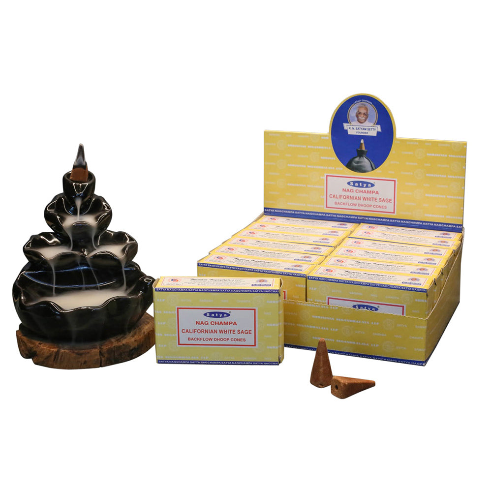 Satya Incense Backflow Burner Cones Californian White Sage – Karma Living