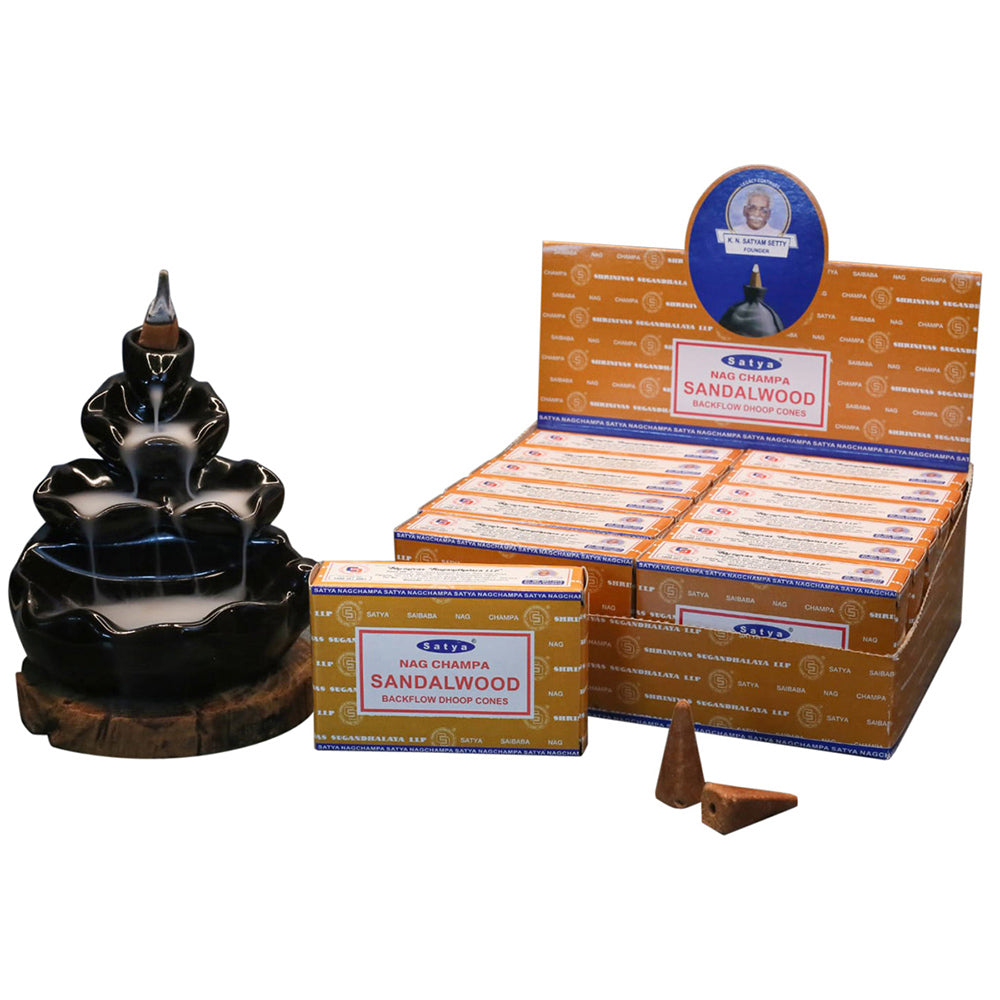 Satya Incense Backflow Burner Cones Sandalwood – Karma Living